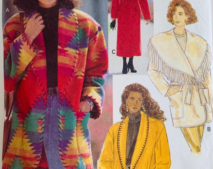 Easy Sew Misses Coat and Jacket Very Loose Fit Lined 2 Length Shawl ...