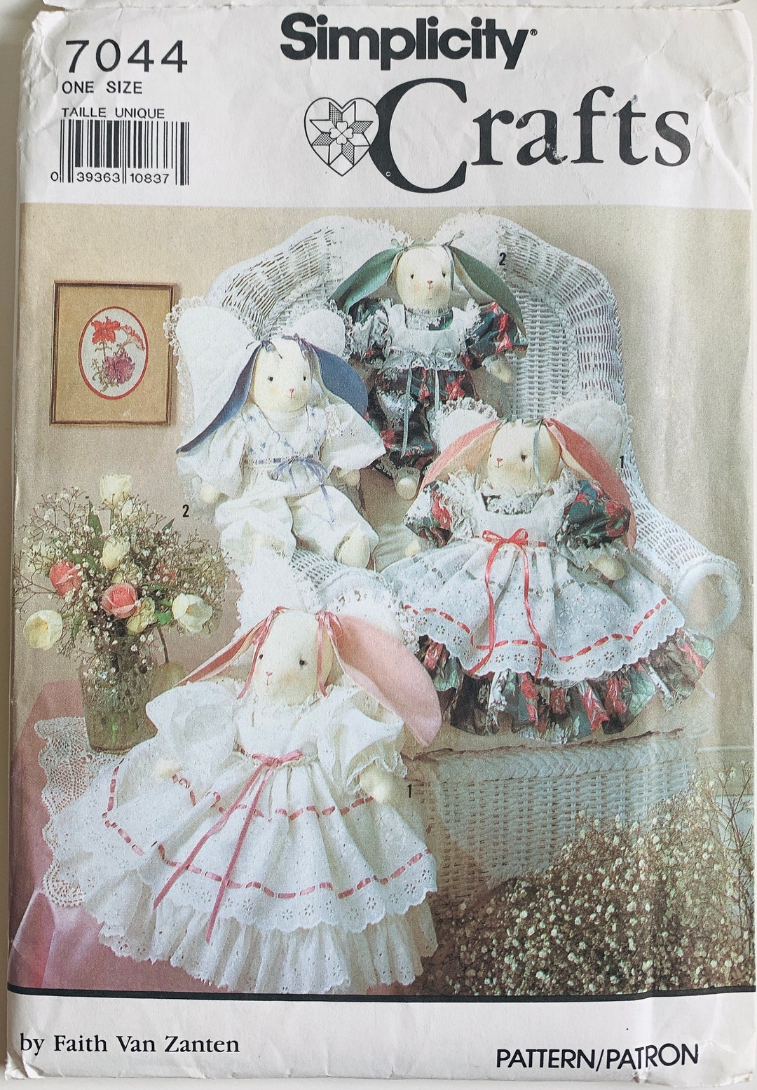 Stuffed Decorative 18 Inch Angel Bunnies Pattern and Clothes Simplicity ...