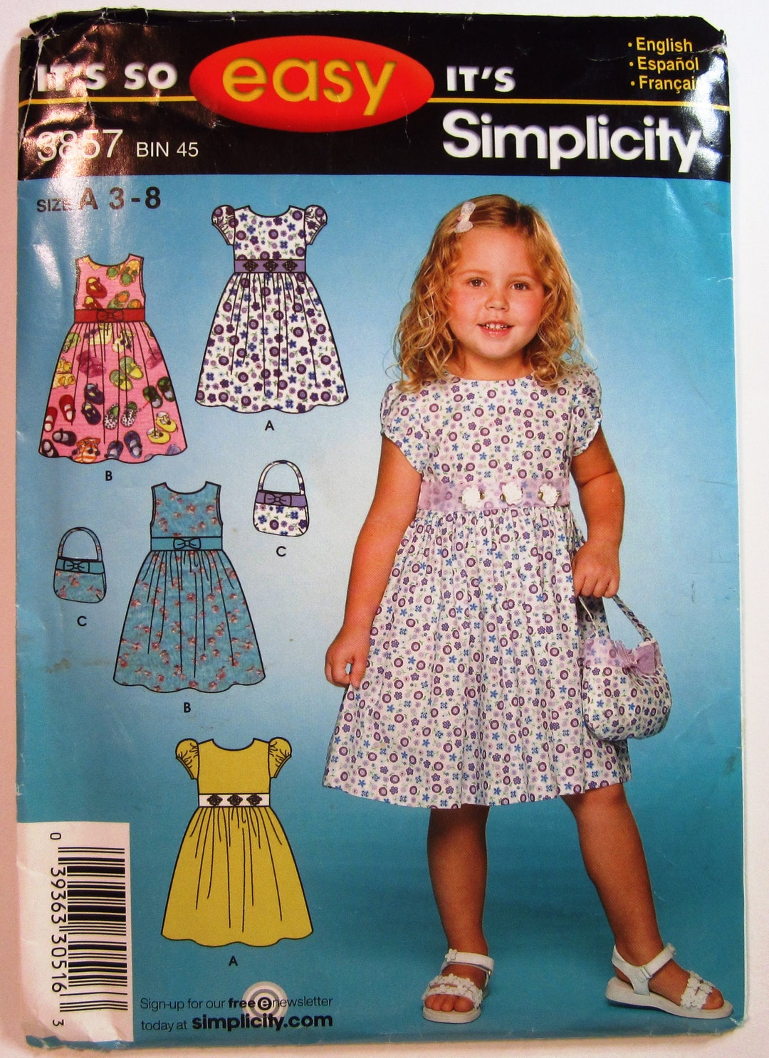 Easy Sew Little Girls Dress 2 Styles and Purse Sizes 3 4 5 6 7 8 ...