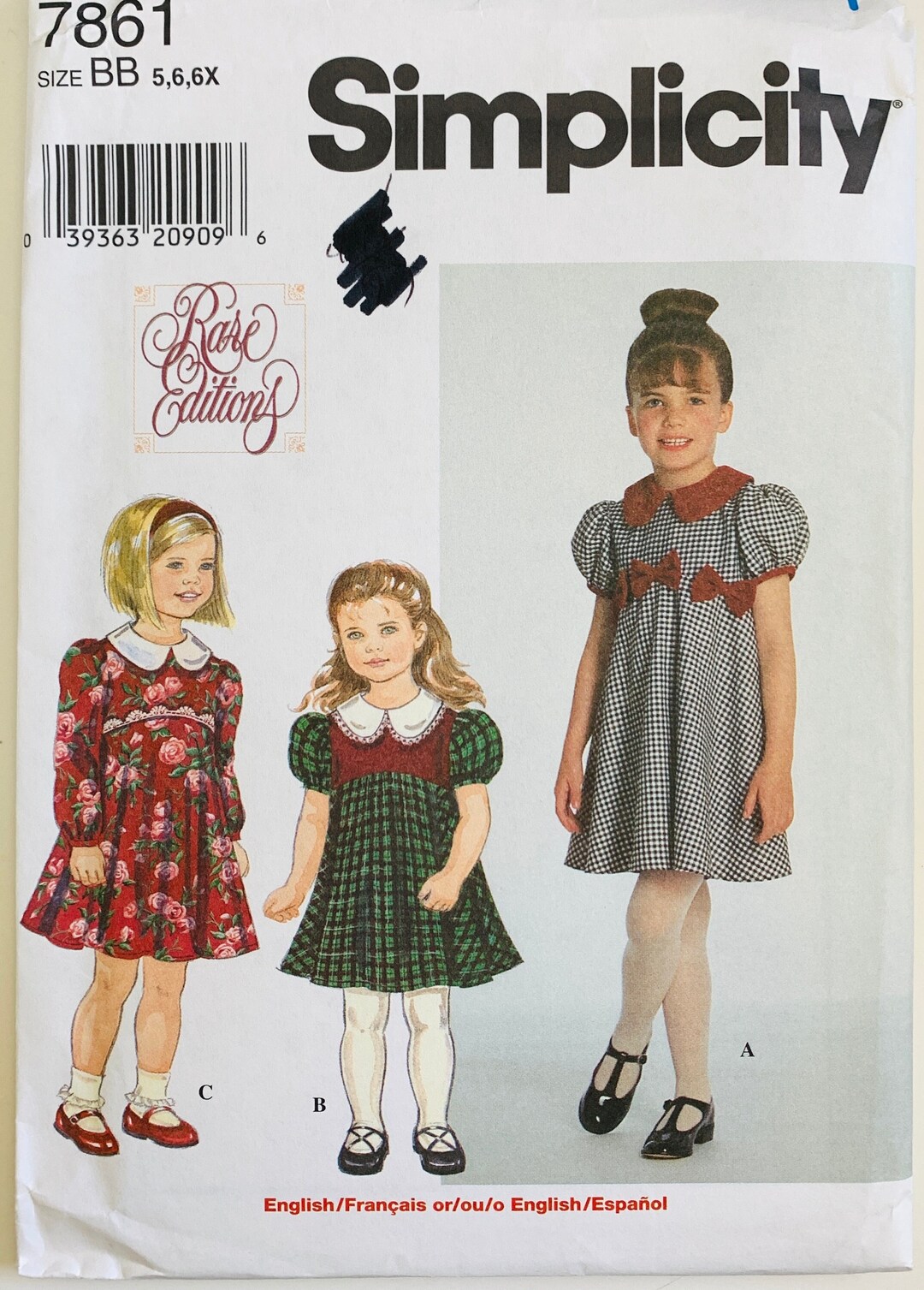 Little Girls Dress Pattern 3 Styles 2 Sleeve Lengths Flared Skirt ...