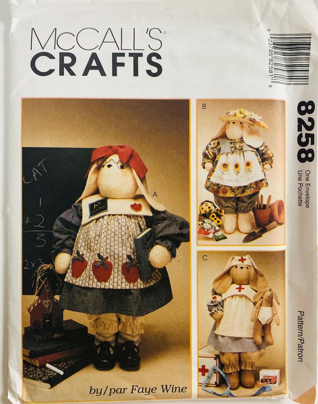 90s Bunny Pattern Nurse With Baby Bunny Teacher and Gardener Faye Wine ...