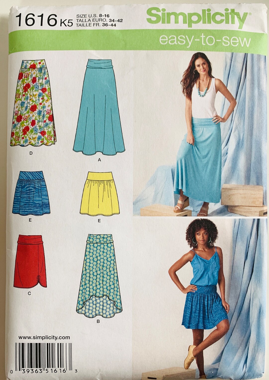 Easy Sew Misses Skirts 6 Styles Knit and Woven Length Variations Sizes ...