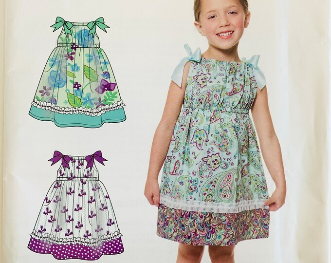 It's so Easy Childs Summer Dress Pattern Shoulder Tie Sizes 3 4 5 6 7 8 ...