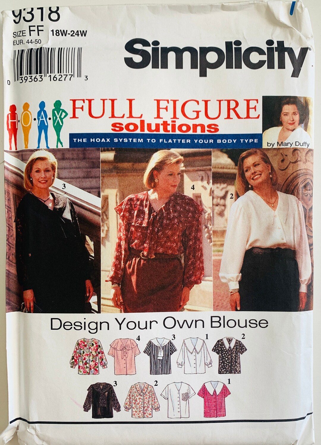 Womens Full Figure Blouse Pattern V Neckline, Sleeve and Collar ...