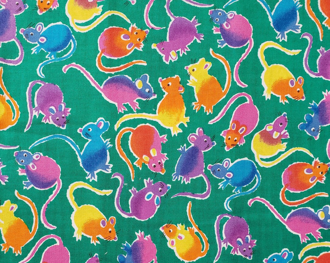 Rainbow Rascals Mice Fat Quarter by Hoffman International Fabrics ...