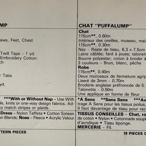 80s Puffalumps Cat Kitty Pattern With Dress Mccalls Crafts 854/3016 ...