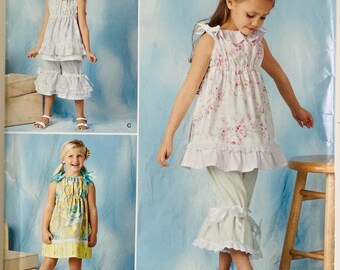 Easy Sew Little Girls Dresses 2 Styles Sleeveless or Short Sleeve Sizes ...