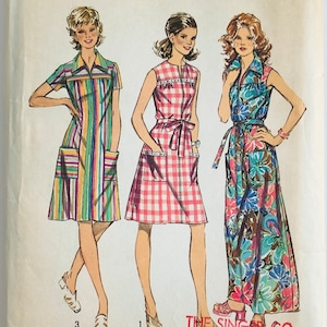 70s Misses Smock Dress Pattern 3 Styles 2 Lengths Size 10 Bust 32.5 ...