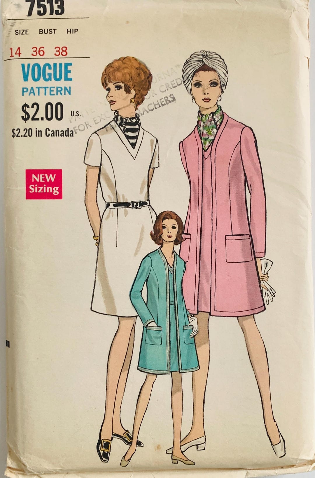 1960s Misses One-piece Dress and Cardigan Coat Pattern Size 14 Bust 36 ...