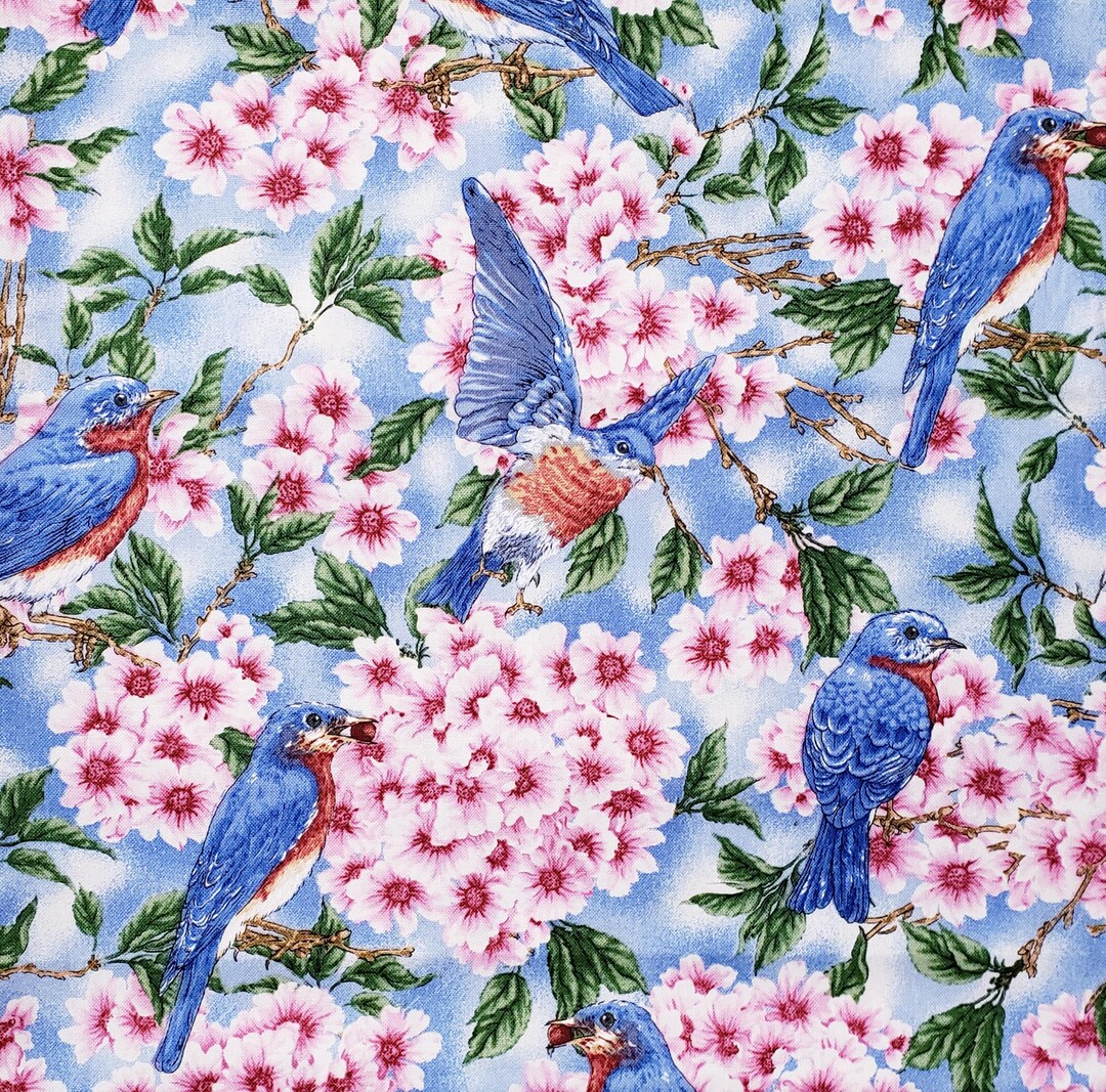 Eastern Bluebird Fat Quarter the State Birds Fabric by Suzan Ellis for ...