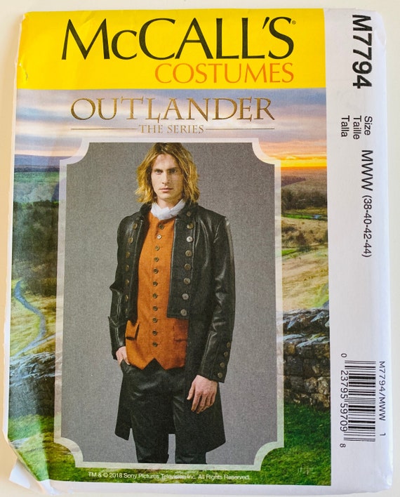 Mens Outlander Costume Pattern Lined Coat With Back Slit Sizes - Etsy