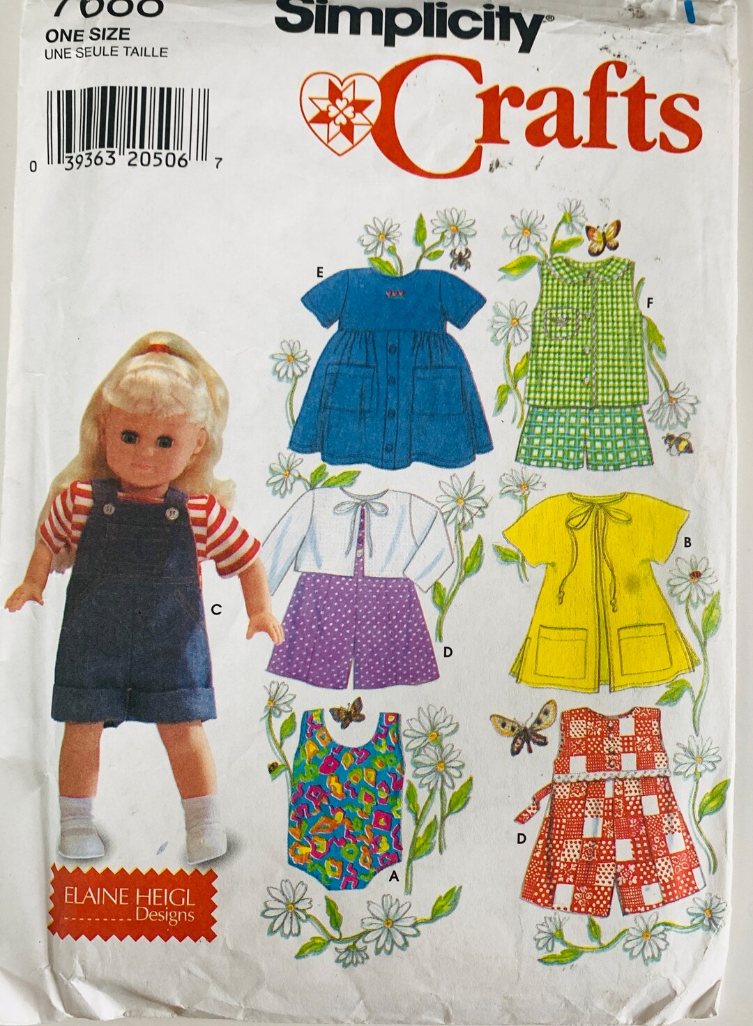 18 Inch Doll Clothes Pattern 7 Outfits Swimsuit and Cover-up, Overalls ...