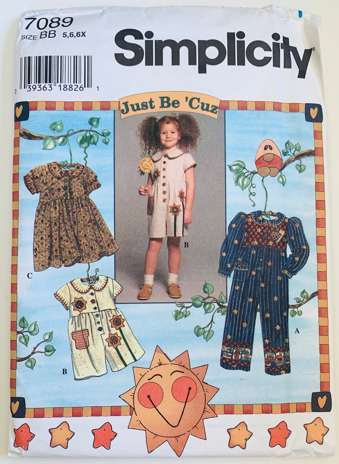 Little Girls Romper, Two Lengths and Short Dress With Peter Pan Collars Sizes 5 6 6X Simplicity ...