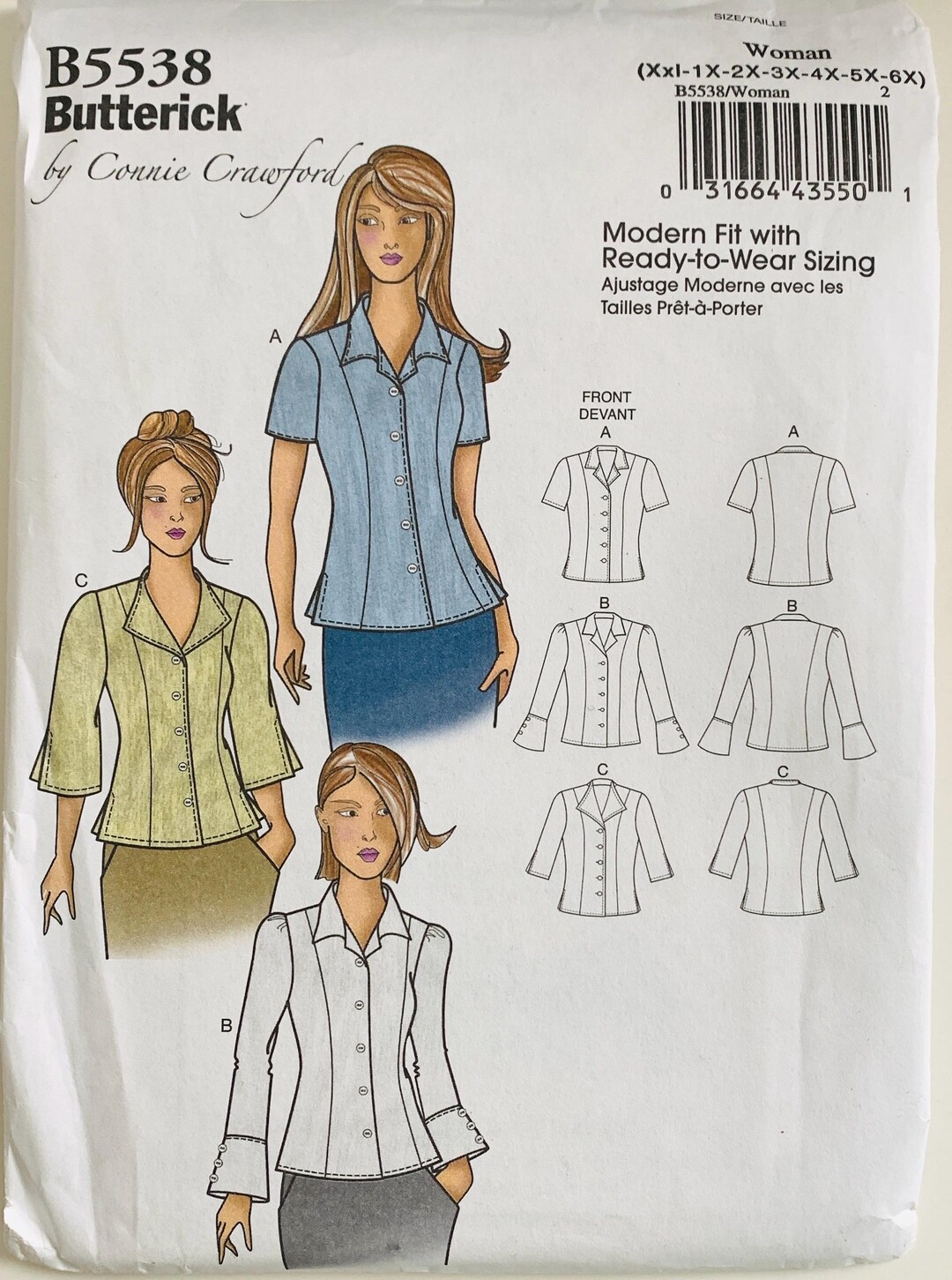 Easy Womens Plus Size Blouse Pattern 3 Styles Sizes Xxl 1X 2X 3X 4X 5X ...