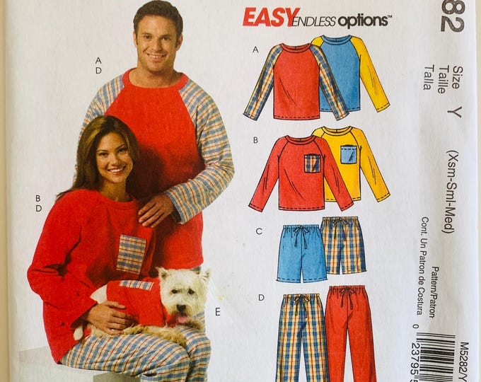 Easy Sew Adults Pajama Top, Pajama Shorts, Pajama Pants and Dog Top ...