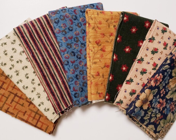 8 Floral Flannel Scraps 9x11 Pieces Civil War Style Fabric Cotton ...