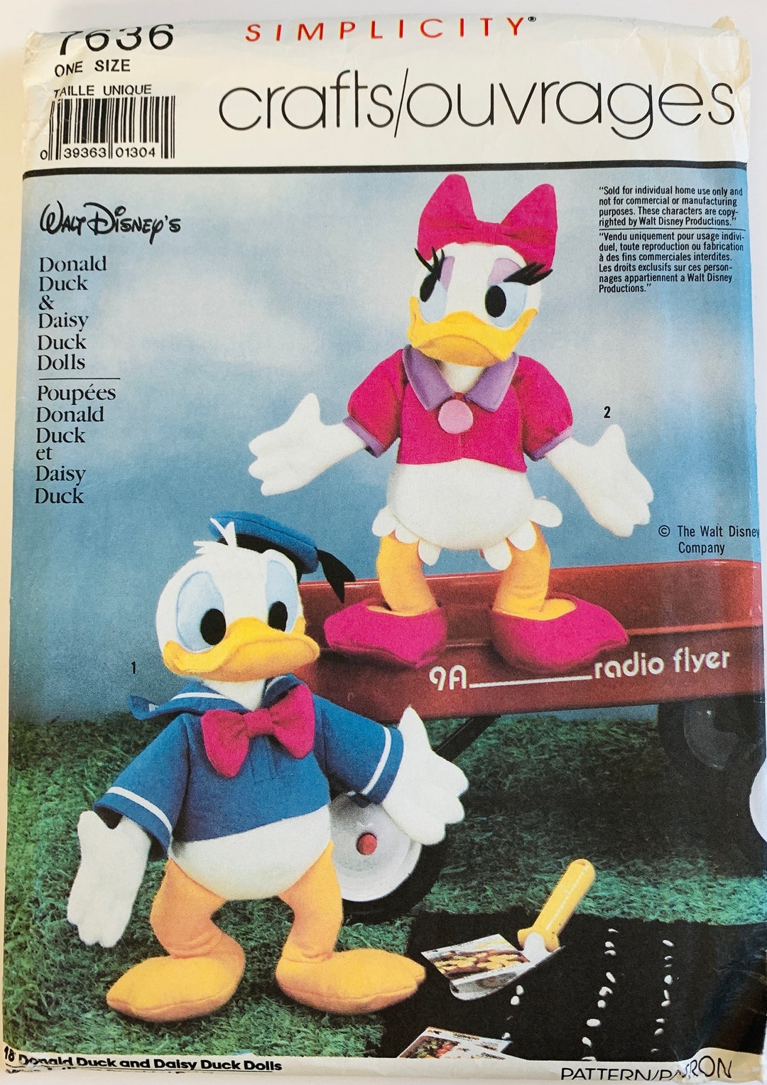 Donald Duck and Daisy Duck Dolls Pattern 18 Inch Tall Vintage - Etsy