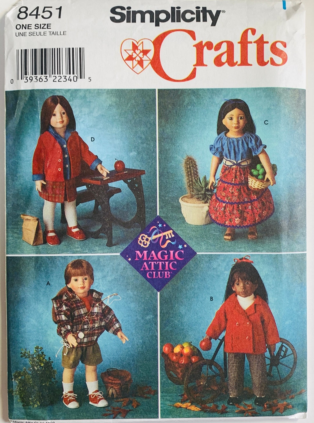 18 Inch Magic Attic Club Doll Clothes Pattern Jacket Pants Blouse Belt ...