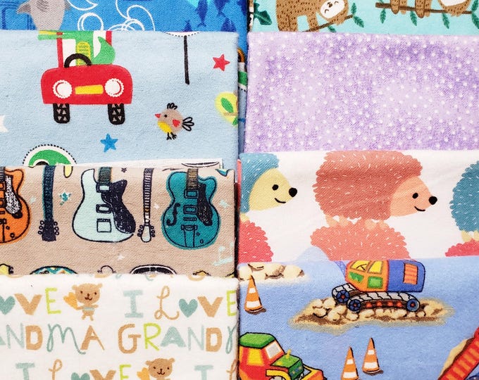 8 Kids Flannel Pieces 11x18 Pieces Cute Juvenile Baby Fabric Cotton ...