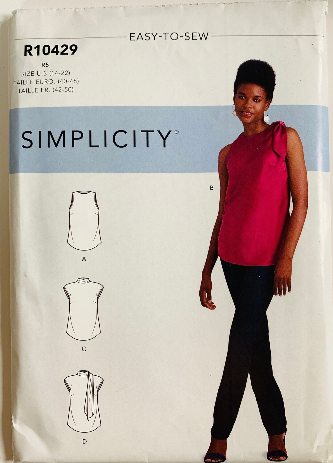 Misses Easy Tops Pattern With or Without Neck Ties 4 Styles Sizes 14 16 ...