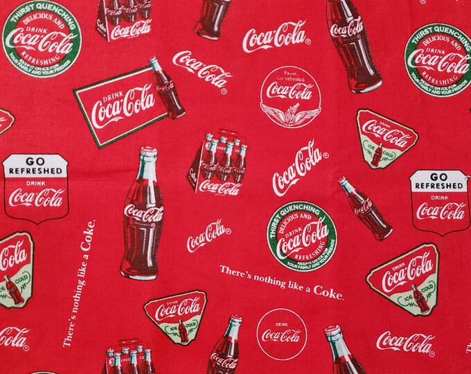 Rare Coca Cola Coke Fat Quarter by Sykel Quilting Cotton Red Novelty ...