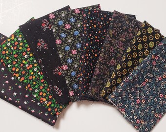 8 Yellow Floral Fabric Scraps Calico 9x11 Pieces Gold Quilting Cotton ...