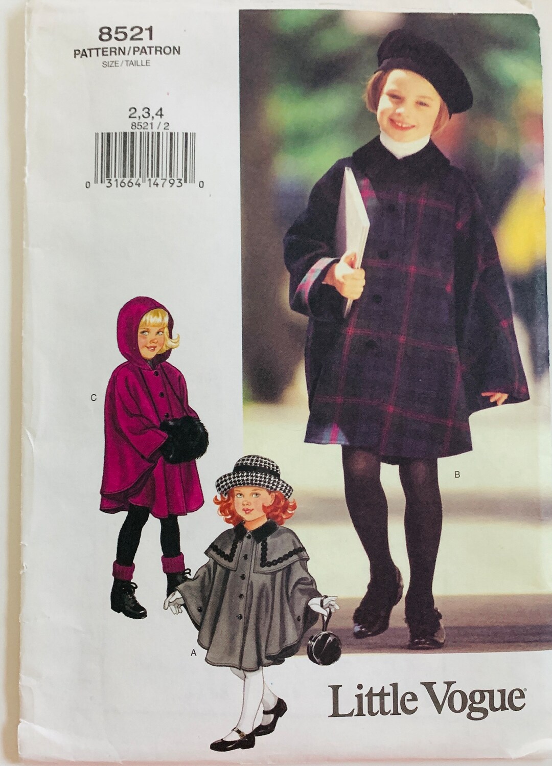 Childs Lined Cape With Hood or Detachable Capelet Sizes 2 3 4 Little ...