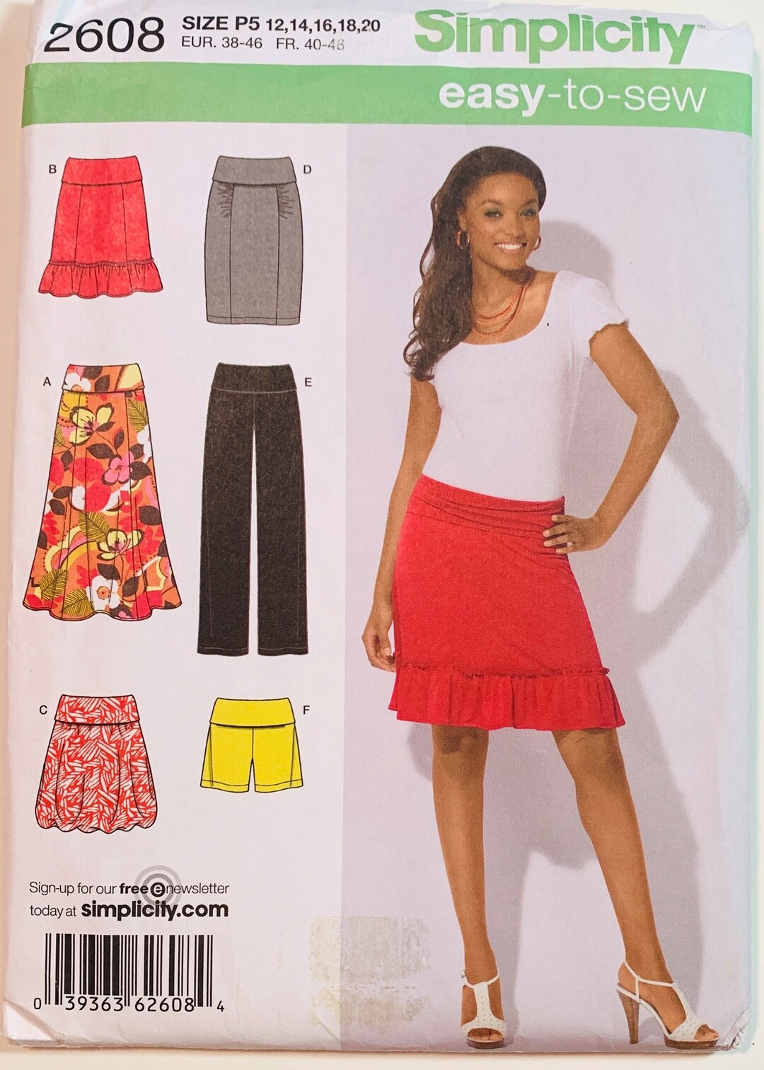 Easy Sew Misses Skirts 4 Styles and Pants or Shorts Sizes 12 14 16 18 ...