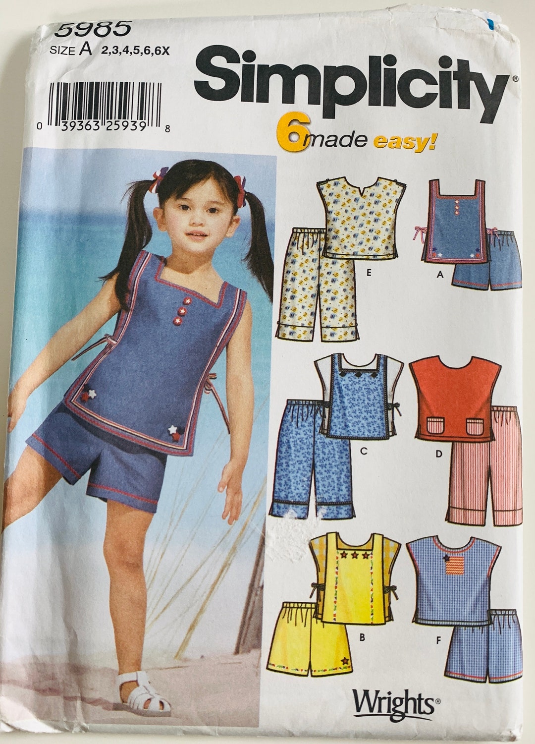 Easy Girls Tabard, Sleeveless Top, Cropped Pants and Shorts Pattern 6 ...
