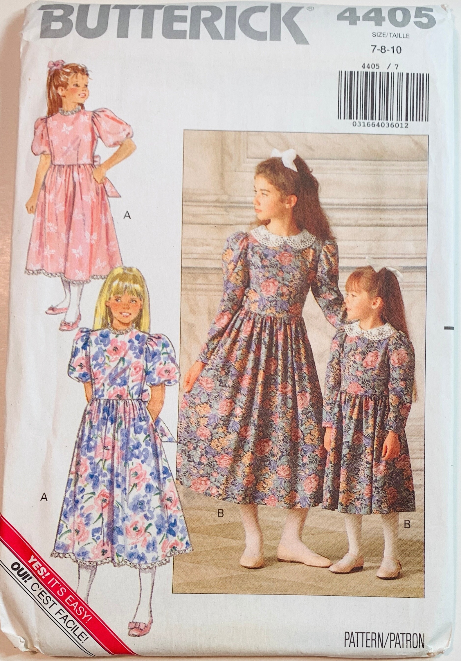 Easy Girls Dress Pattern Sizes 7 8 10 Butterick 4405 UNCUT - Etsy
