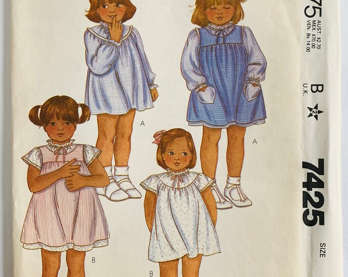 Childs Dress and Jumper Pattern Pullover With 2 Sleeve Lengths Size 5 ...