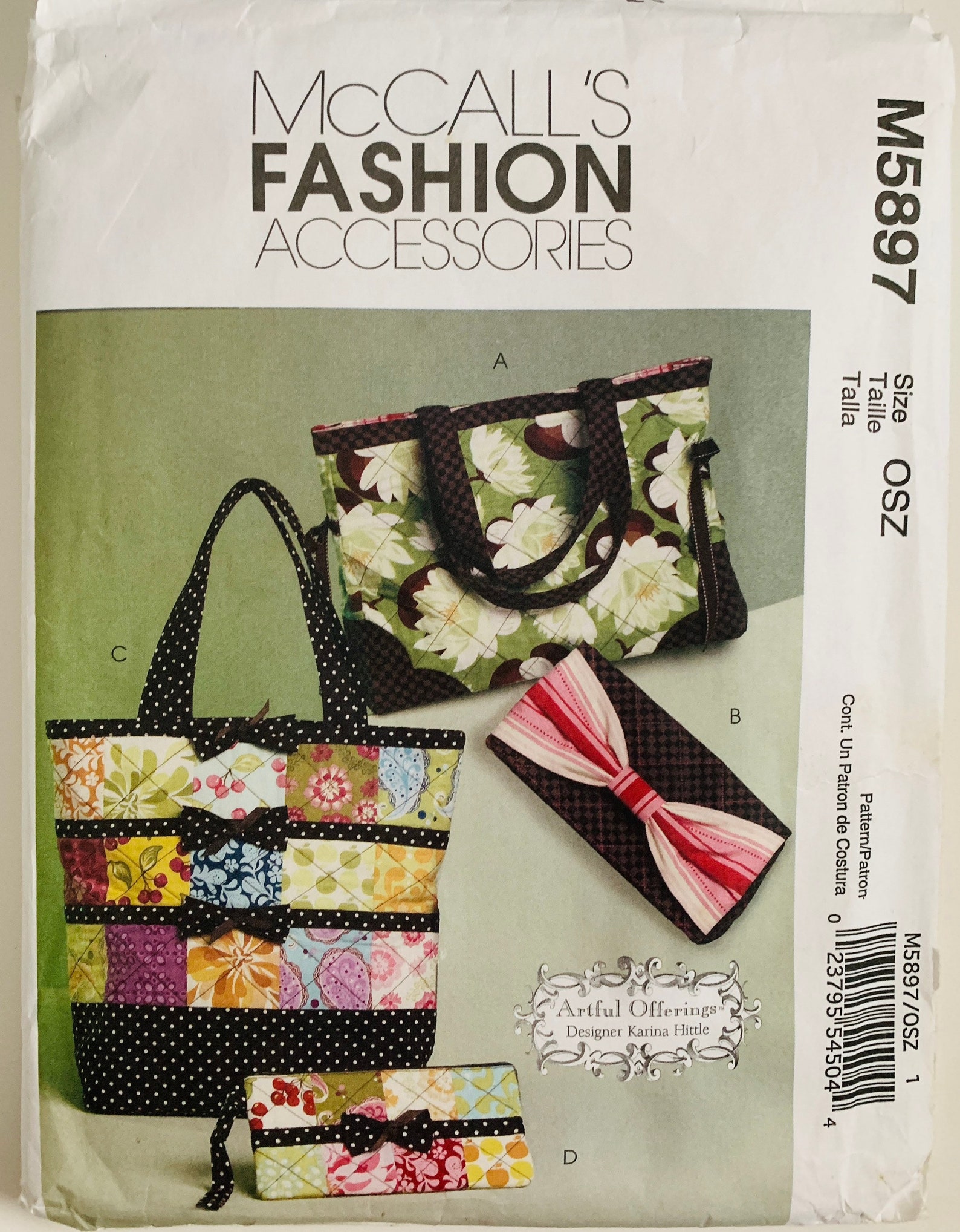 Tote Bags and Bags Pattern 2 Styles Each Mccalls Fashion - Etsy