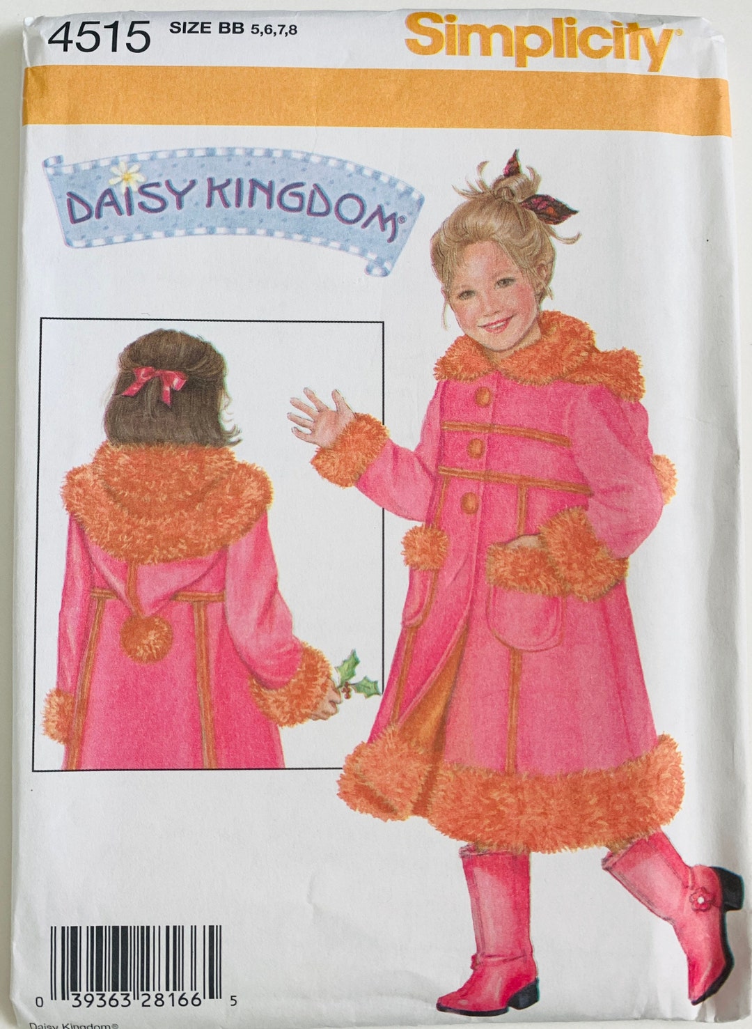 Little Girls Fleece Coat Pattern With Detachable Hood Sizes 5 6 7 8 ...