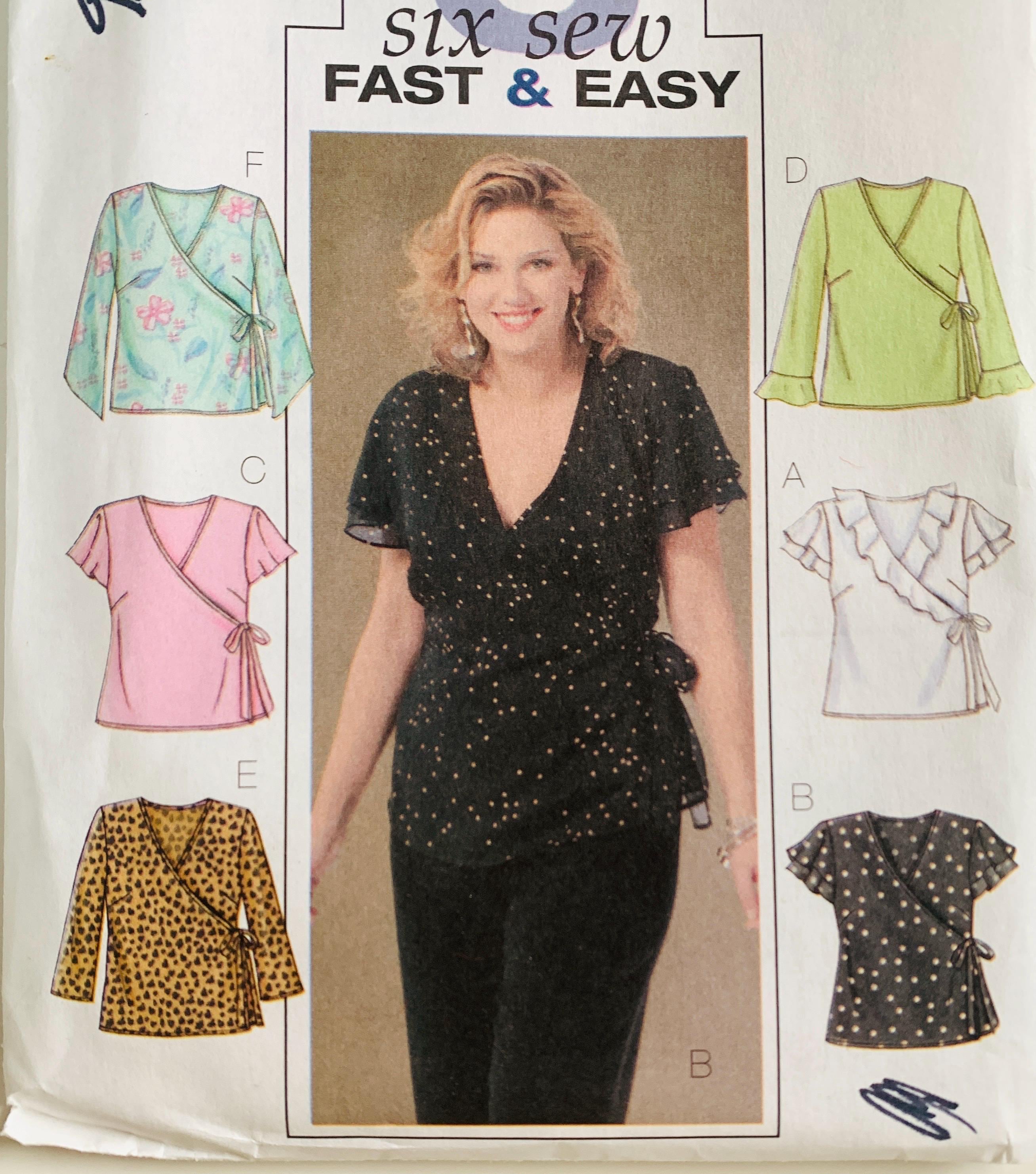 Very Easy Sew Womens Front Wrap Tops 6 Styles Sizes 18W 20W 22W 24W ...