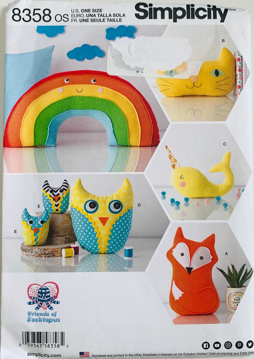 Cute Stuffed Animals and Rainbow Pattern Fox Cat Owl Narwhal Simplicity ...
