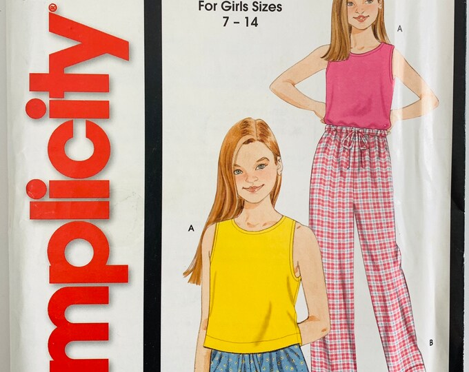 Easy Girls Pajamas Pattern 2 Styles Sleeveless Top and Long or Short ...