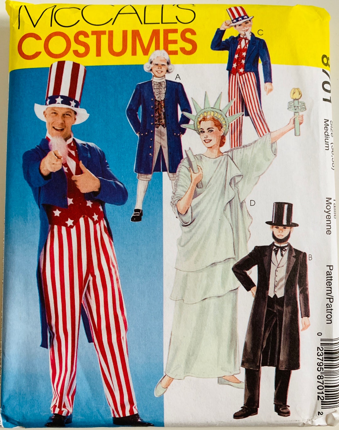 Adults Patriotic Costumes Pattern Abraham Lincoln, Statue of Liberty ...