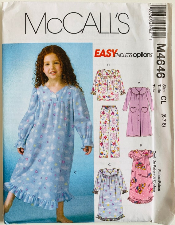 Easy Girls Robe Nightgown 2 Styles Pajama Top and Pajama - Etsy