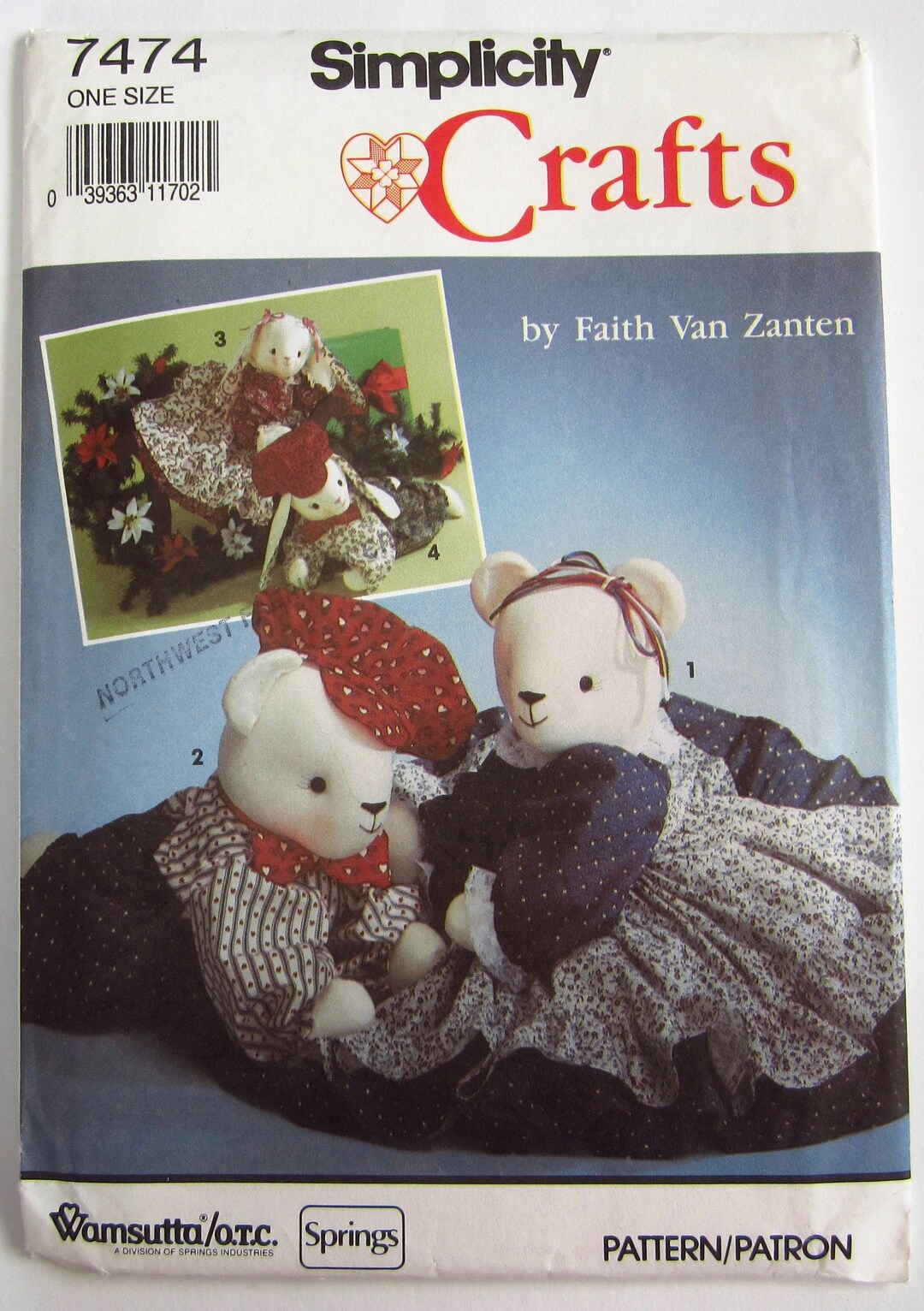 90s Bear or Bunny Pattern With Clothes Sitting or Reclining by Faith ...
