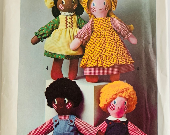 70s Rag Doll Pattern Boy Girl 20 Inch Tall With Clothes Vintage ...