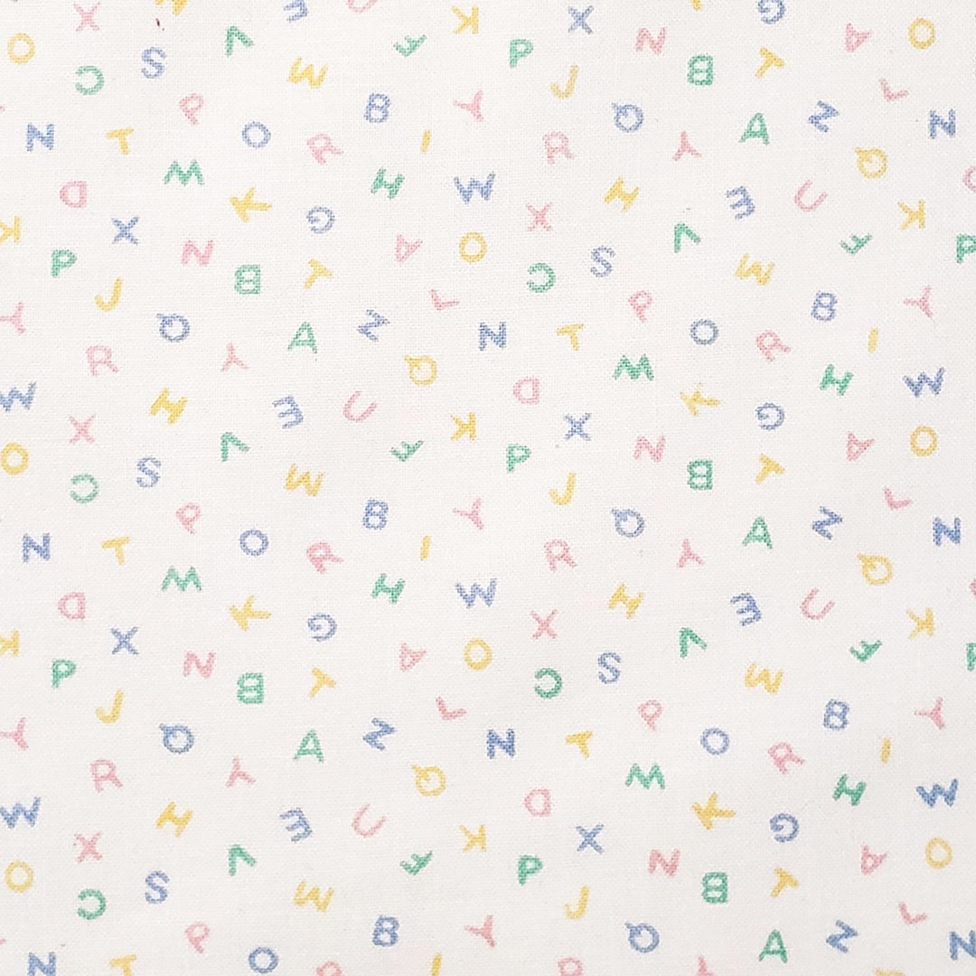 Alphabet Soup Fat Quarter Spings Creative Tiny Print Letters Pastel on ...