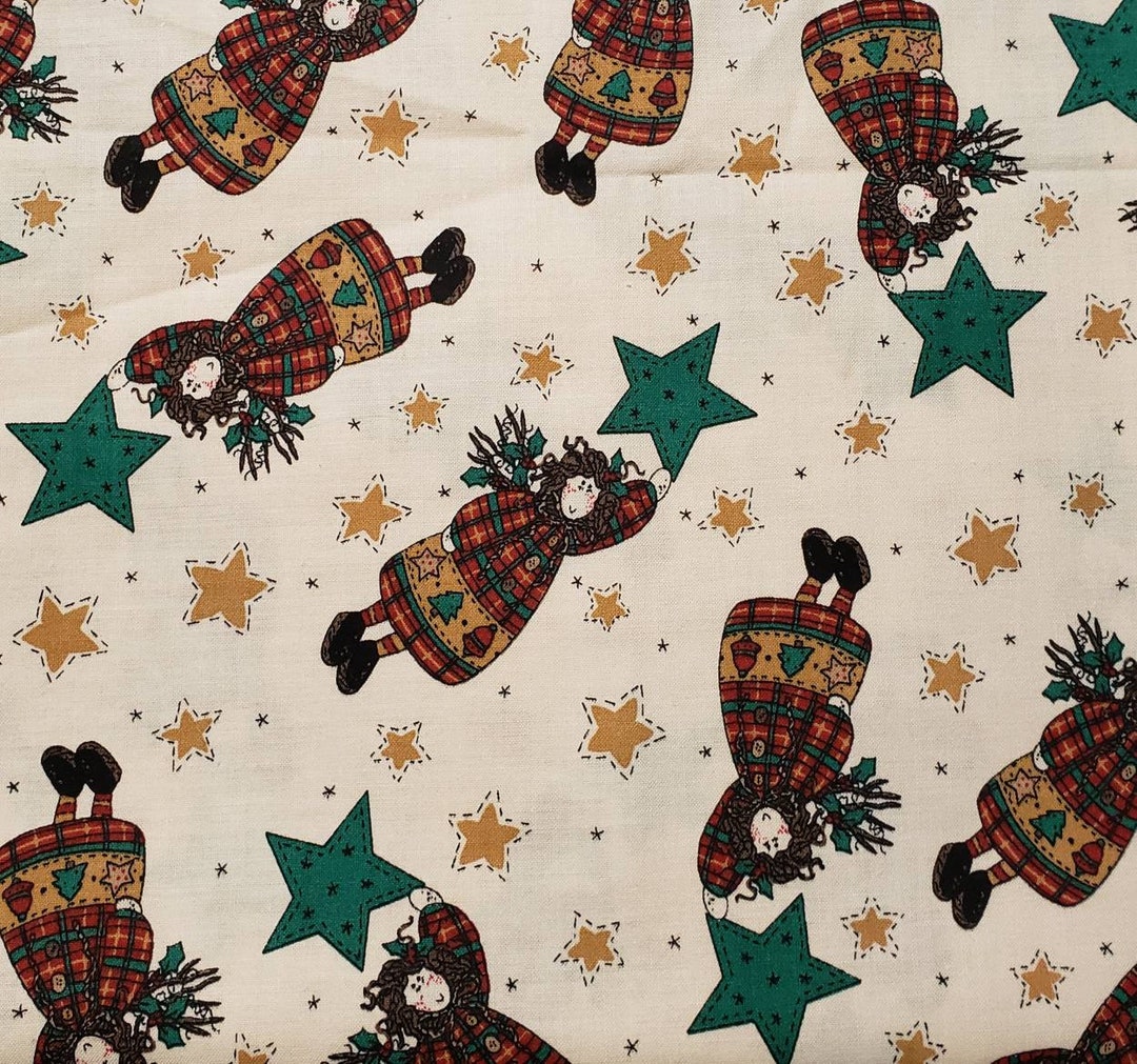 Christmas Fat Quarter Country Angels Stars 18x22 Quilting Cotton Sewing ...