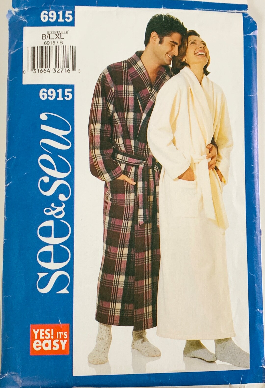Adults Very Easy Wrap Robe Pattern Very Loose-fitting, Pockets Dropped ...