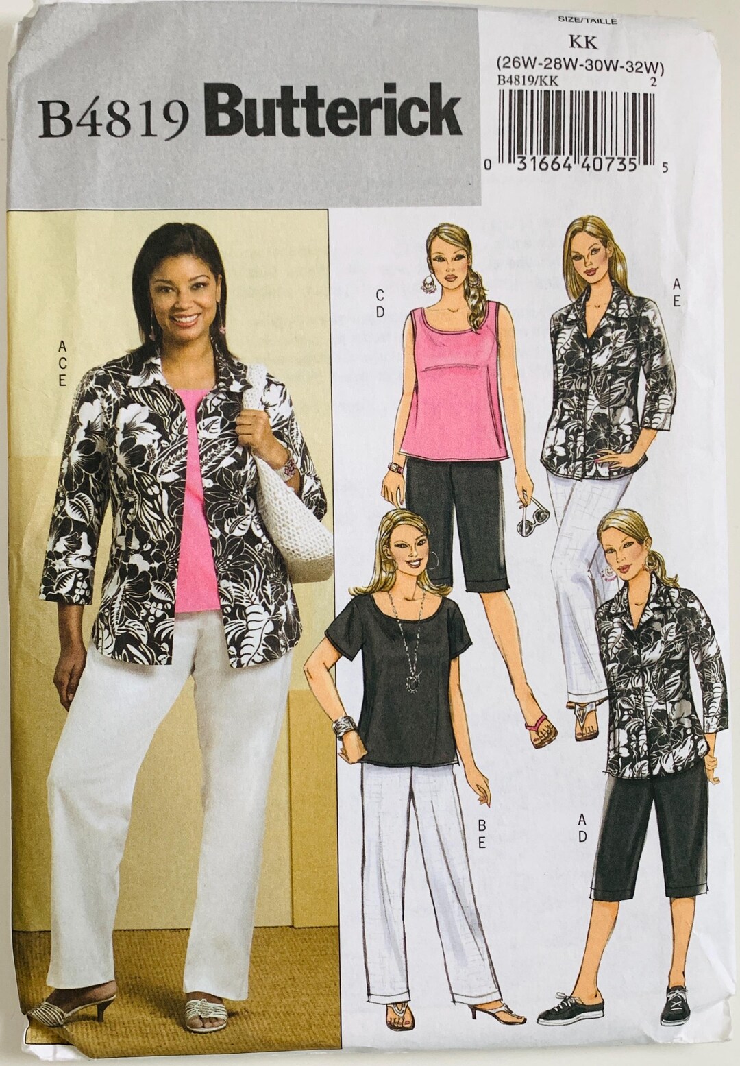 Easy Womens Pattern Semi-fit Shirt, Loose-fit Pullover Tops, Straight ...