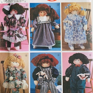 22 Inch Stuffed Doll and Clothes Pattern Abbies Jiffy Six Pack Vintage ...