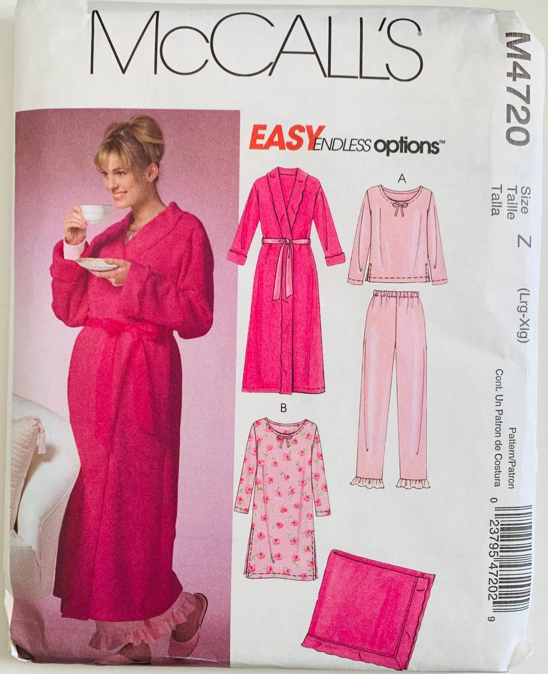 Easy Misses Pajamas, Robe, Nightgown and Blanket Pattern Sizes Lrg XL ...