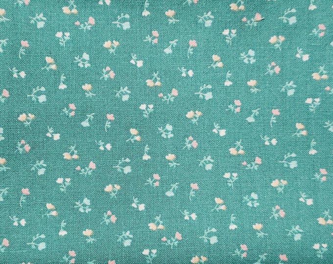 Vintage Soft Green Calico Fat Quarter Tiny Print Floral Peter Pan ...