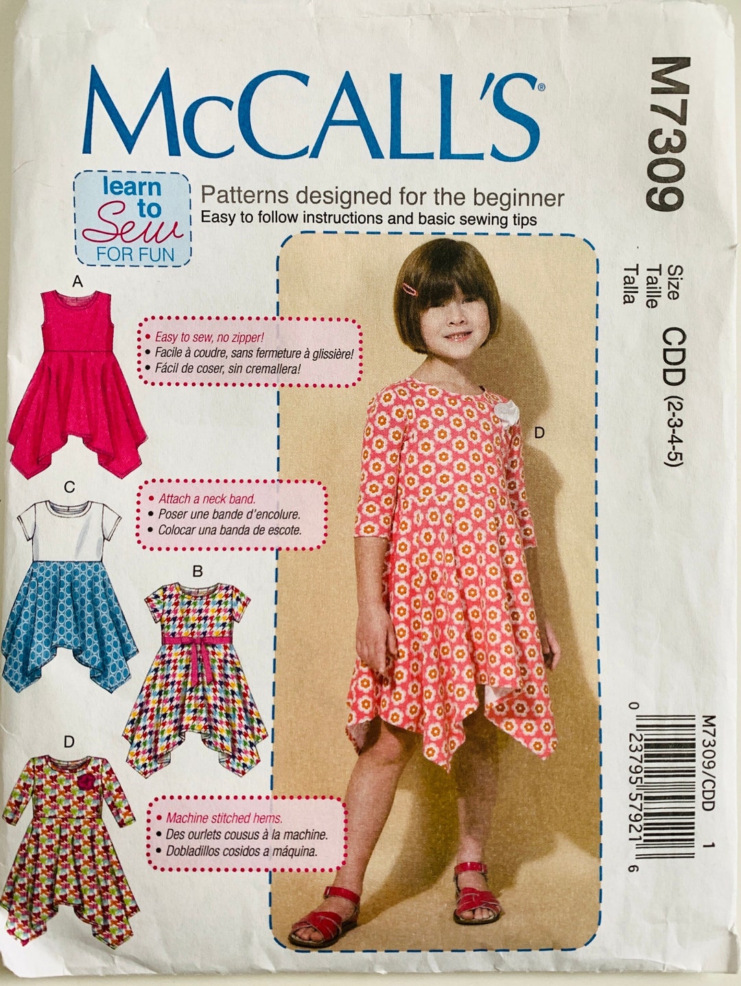 Learn to Sew Little Girls Pullover Dress Pattern 4 Styles Slightly ...