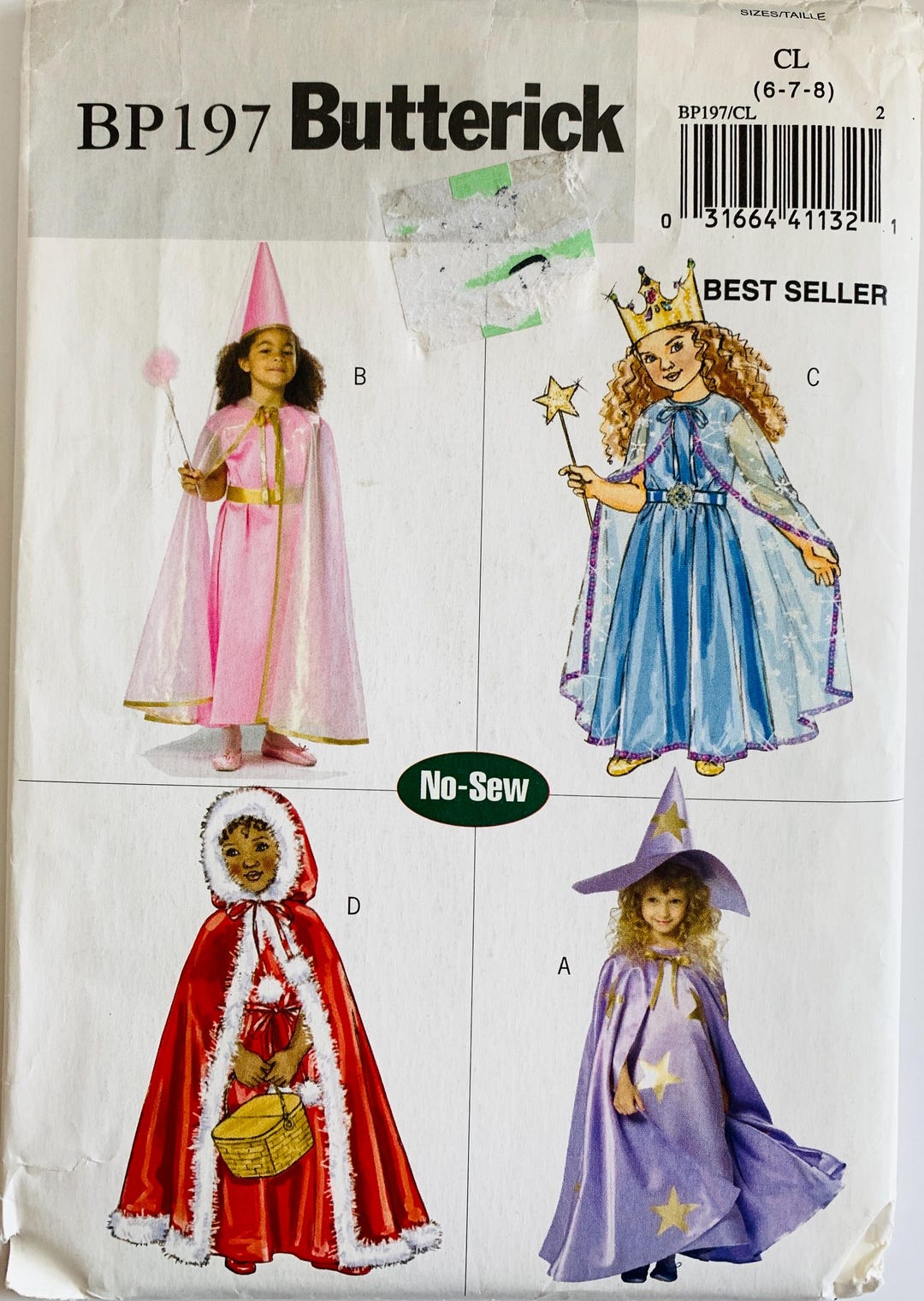 Easy No Sew Girls Costumes Pattern 4 Styles Fairy Witch Dresses Capes ...