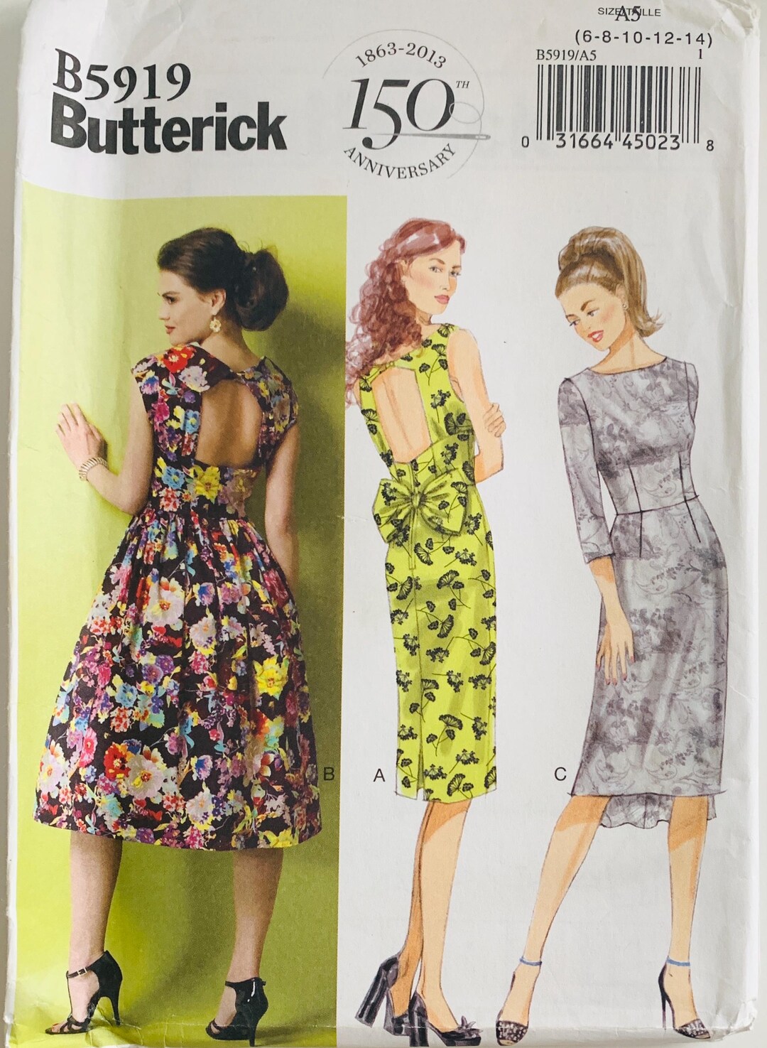Easy Lined Dress Pattern 3 Styles Fitted Bodice Misses Sizes 6 8 10 12 ...
